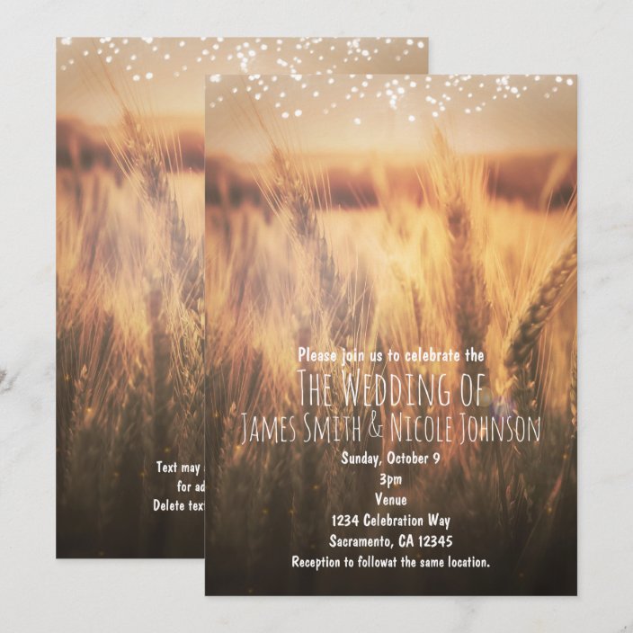 Field of Wheat Rustic Country Wedding Invitations | Zazzle.com