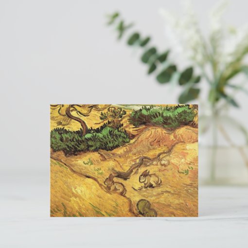 Field with Two Rabbits by Vincent van Gogh Postcard | Zazzle