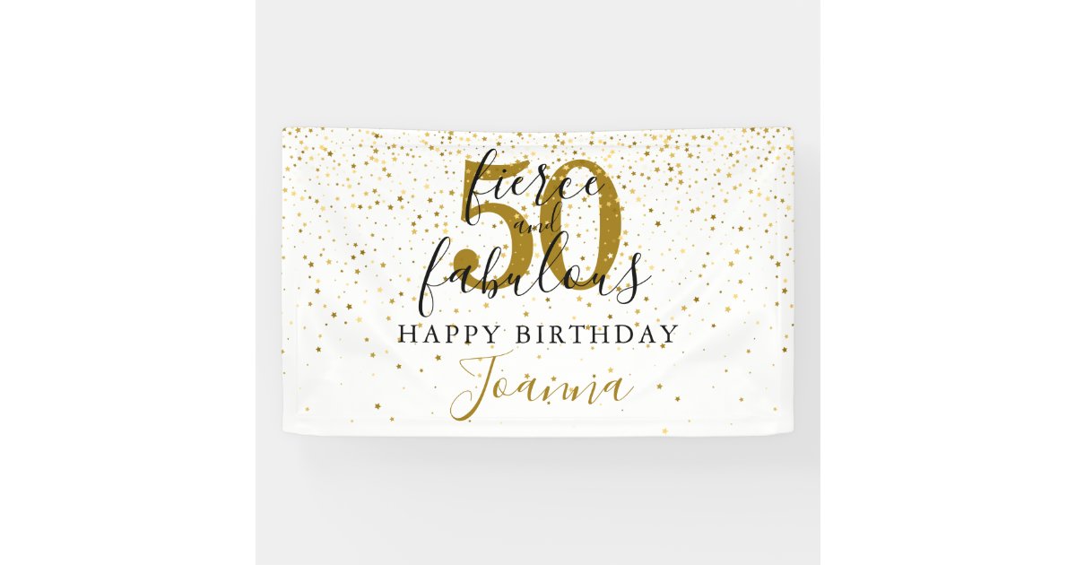 Fierce and Fabulous Happy Birthday Black And Gold Banner | Zazzle