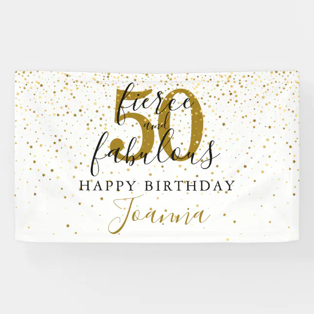 Fierce and Fabulous Happy Birthday Black And Gold Banner | Zazzle