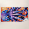 Fierce Blue Watercolor Octopus with Custom Beach Towel | Zazzle