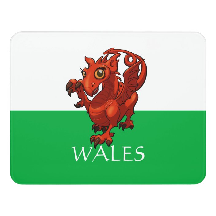 Fierce But Cute Baby Welsh Red Dragon Cartoon Door Sign | Zazzle.com