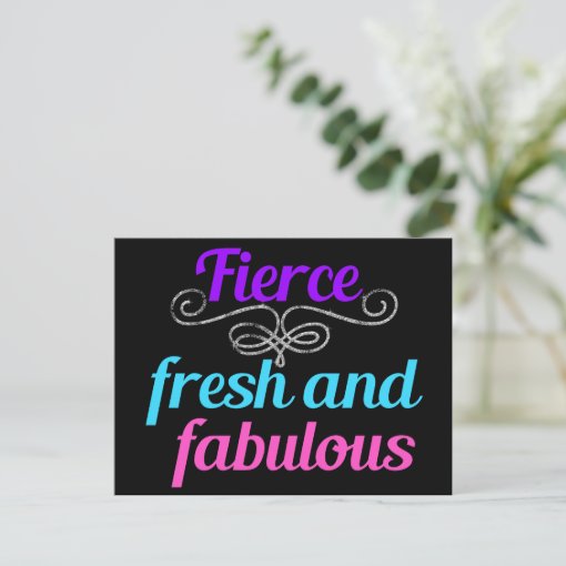 Fierce Fresh Fabulous Fun Confident Diva Quote Postcard | Zazzle
