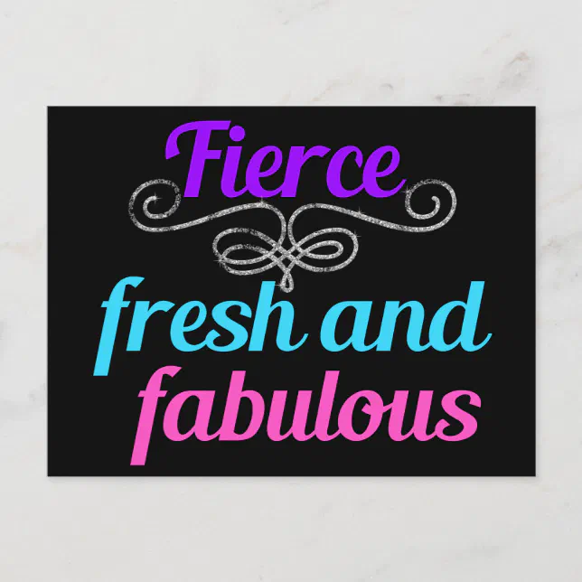 Fierce Fresh Fabulous Fun Confident Diva Quote Postcard | Zazzle