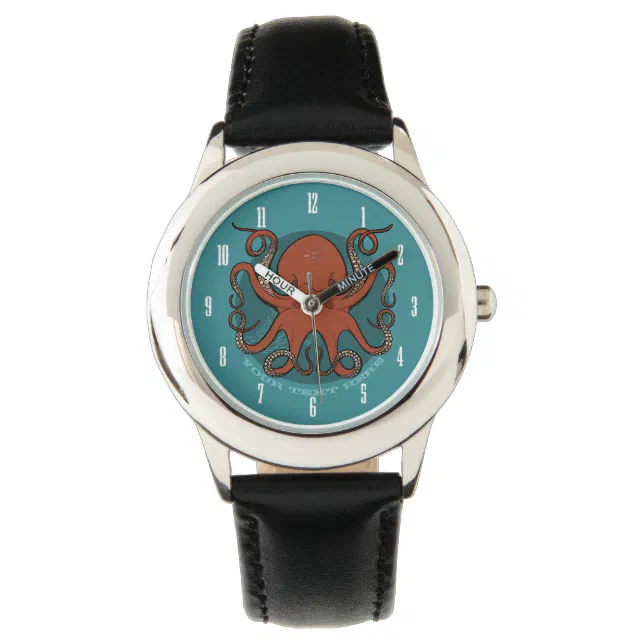 Fierce Red Octopus Tentacles Cartoon With Text Watch | Zazzle