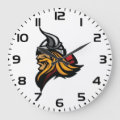 Fierce Viking Warrior Head Norse Helmet and Beard Large Clock | Zazzle