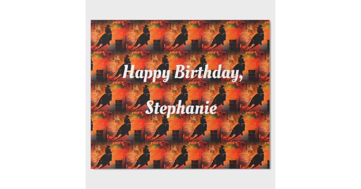 Fiery Barrel Racing Rodeo Birthday Wrapping Paper | Zazzle