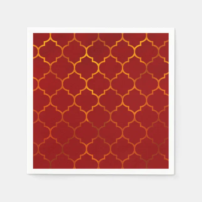 Fiery Red Gold Royal Indian Arabian Theme Moroccan Napkins | Zazzle
