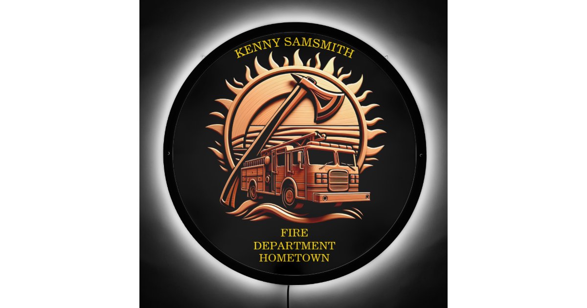Fiery Valor Intricate Heroic Design Of Fire Truck LED Sign | Zazzle