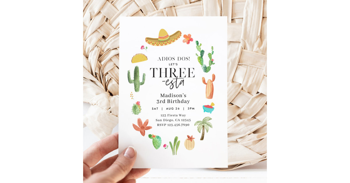 Fiesta 3rd Birthday Three-esta Invitation | Zazzle