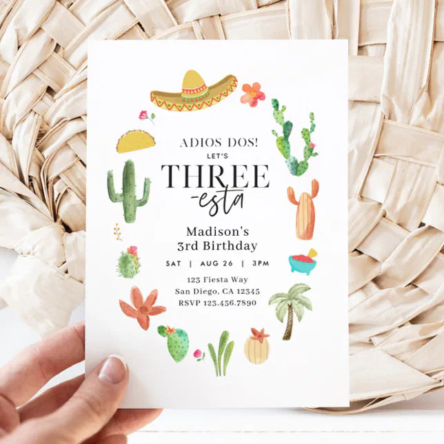 Fiesta 3rd Birthday Three-esta Invitation | Zazzle