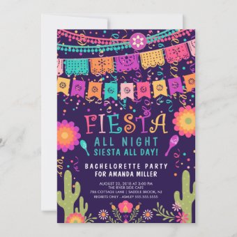 Fiesta All Night Bachelorette Party Invitation | Zazzle