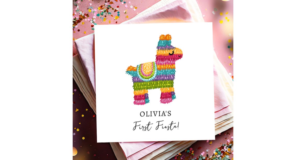 Fiesta and Fun Piñata Mexican Llama First Birthday Napkins | Zazzle