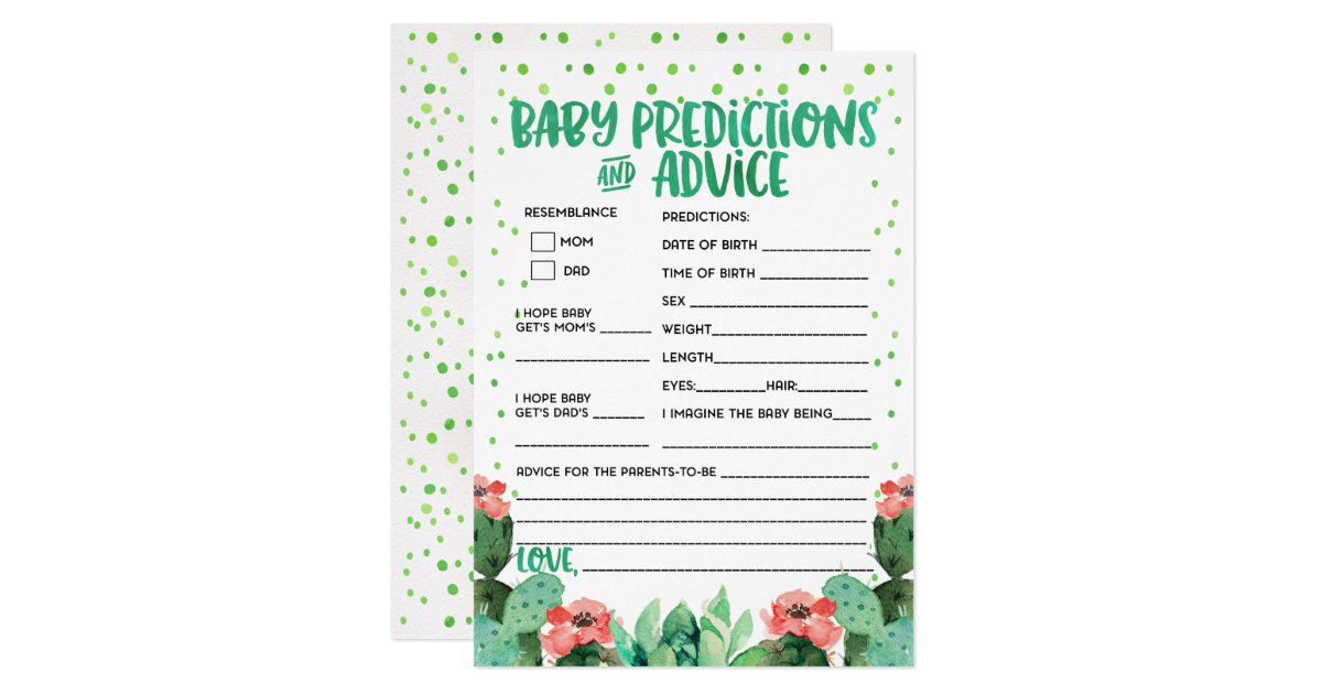 Fiesta Baby Predictions Advice Baby Shower Game Invitation | Zazzle.com