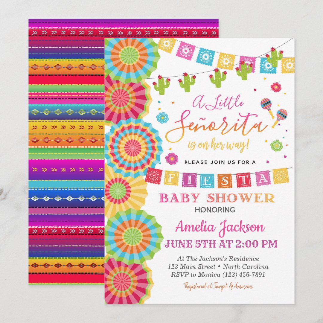 Fiesta Baby Shower Invitation Girl Fiesta Shower | Zazzle
