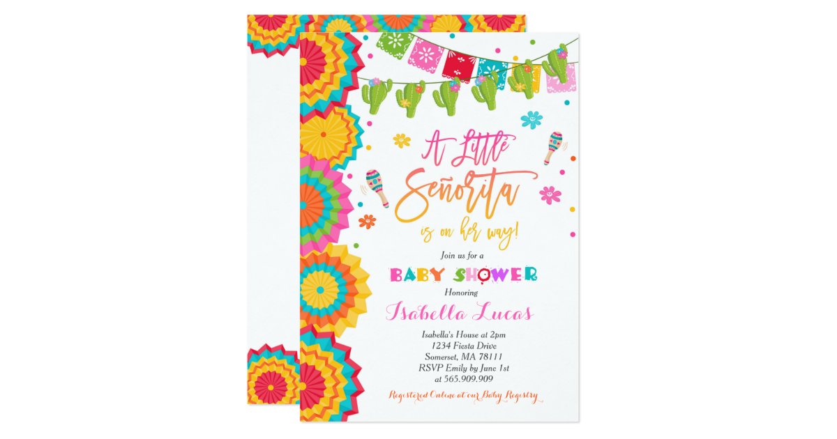 Fiesta Baby Shower Invitation Girl Fiesta Shower | Zazzle.com