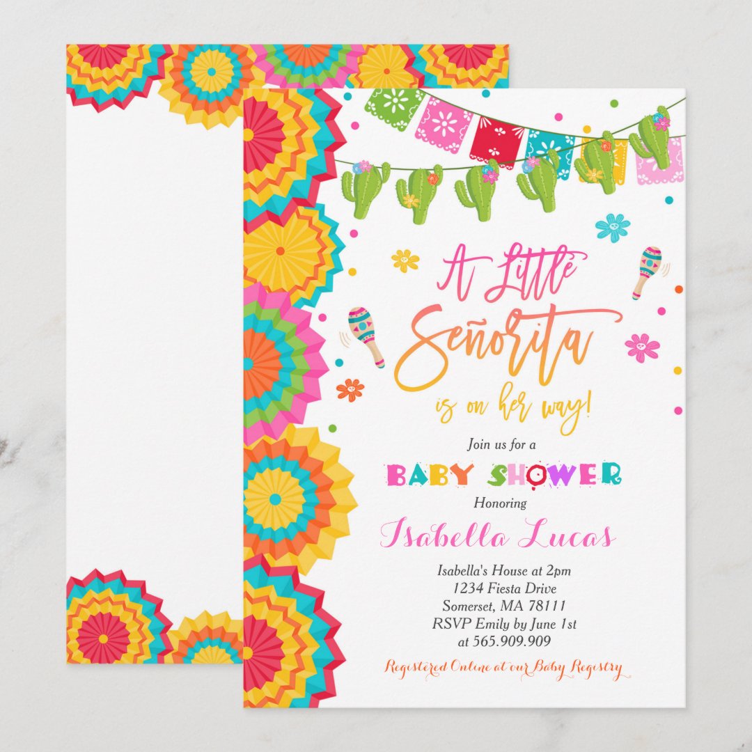 Fiesta Baby Shower Invitation Girl Fiesta Shower | Zazzle