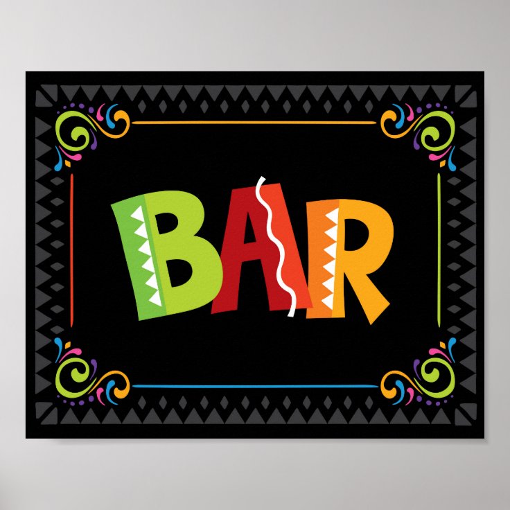 Fiesta BAR Party Sign Print | Zazzle