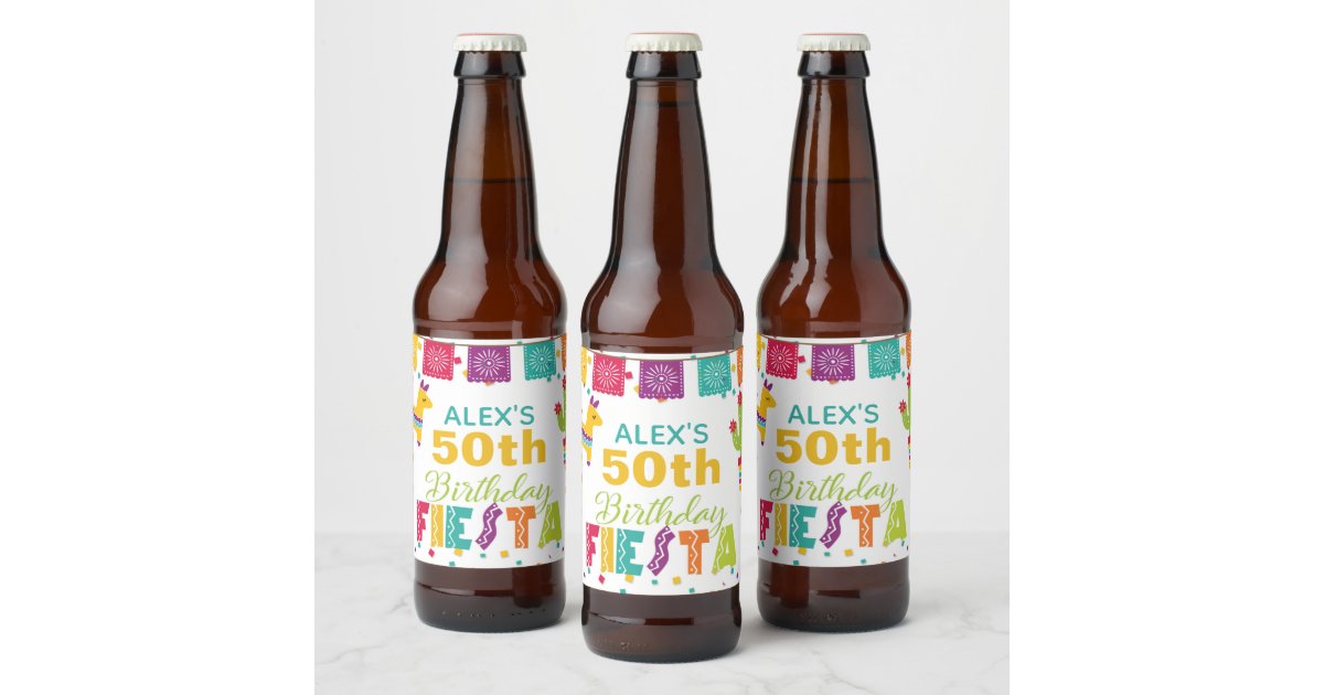 Fiesta Beer Label White - Customize Name/Year | Zazzle