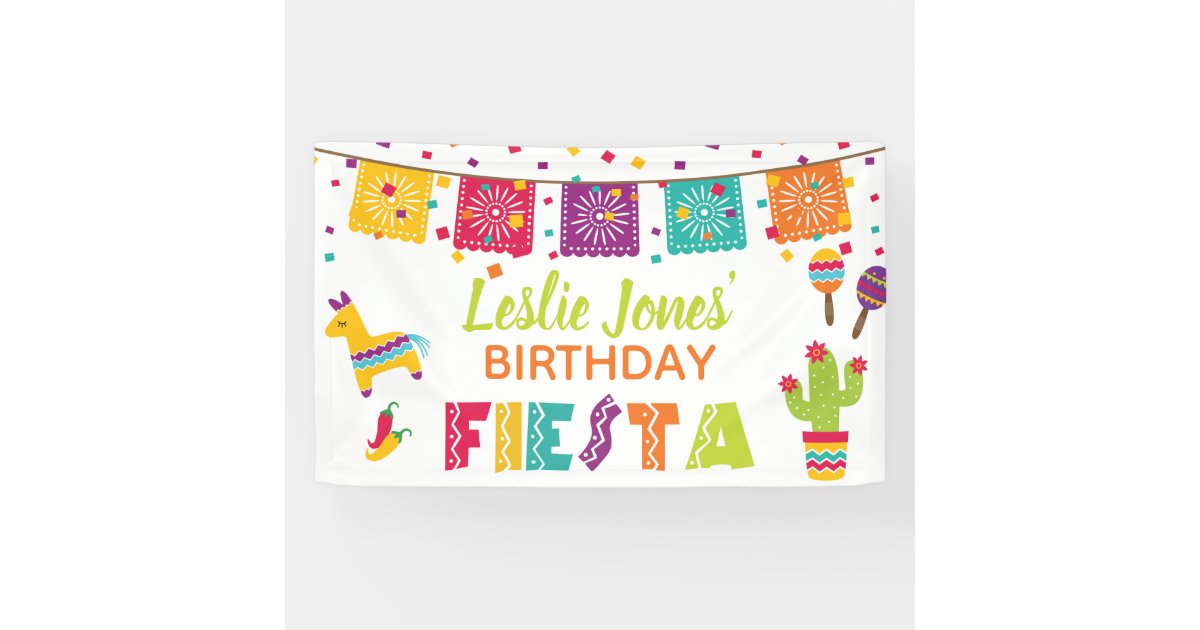 Fiesta Birthday Banner - White Background | Zazzle