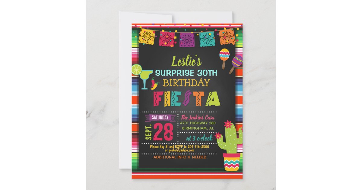 Fiesta Birthday Invitation - Sarape Border | Zazzle