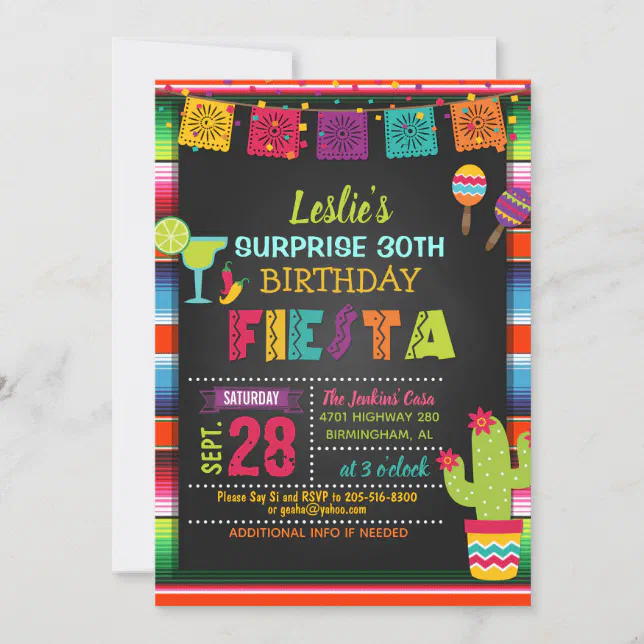 Fiesta Birthday Invitation - Sarape Border | Zazzle