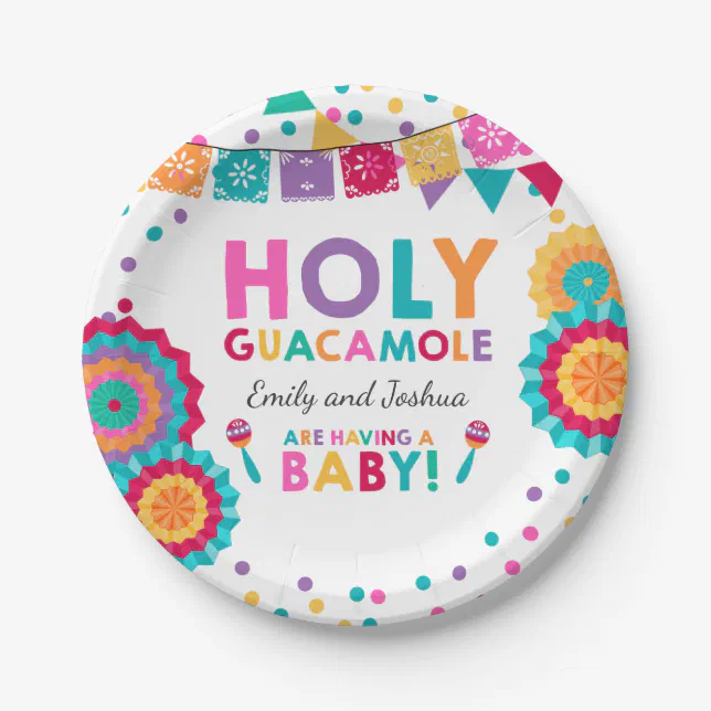 Fiesta Birthday Paper Plate Holy Guacamole Party | Zazzle