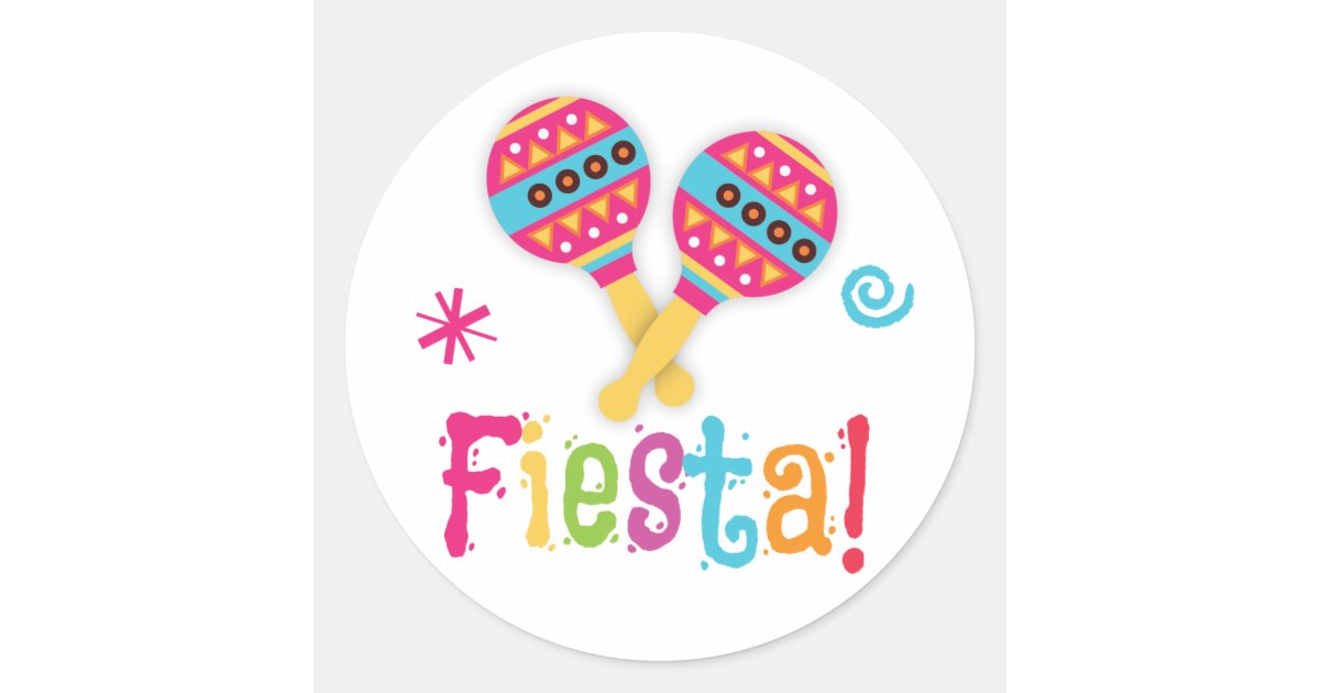 Fiesta Birthday Party Favor Sticker | Zazzle