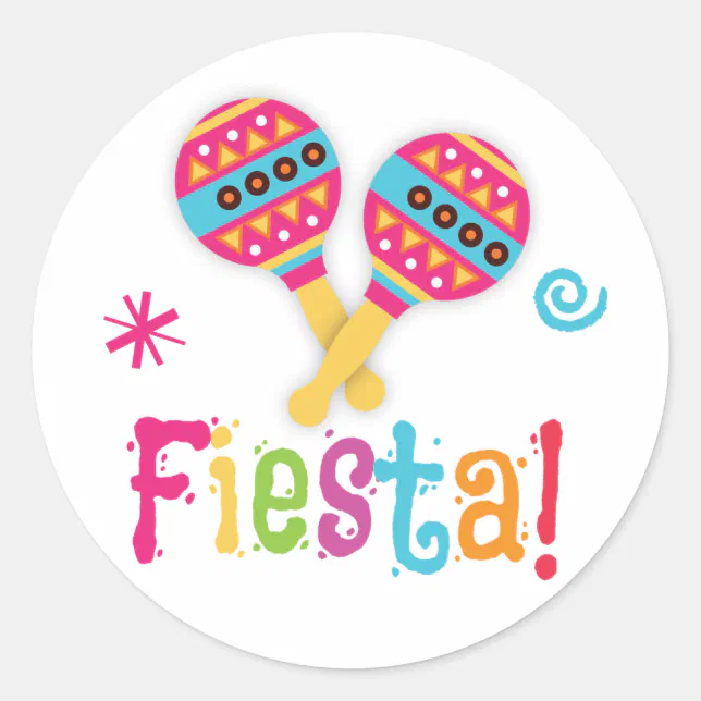 Fiesta Birthday Party Favor Sticker | Zazzle