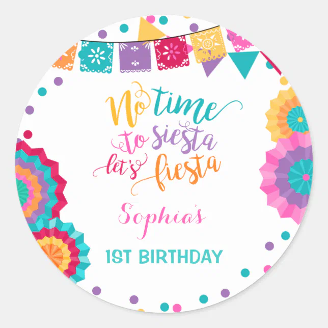 Fiesta Birthday Party Favor Tag Sticker Seal | Zazzle
