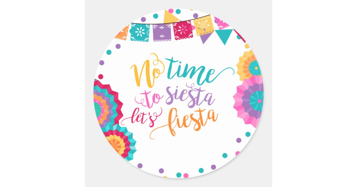 Fiesta Birthday Party Favor Tag Sticker Seal | Zazzle