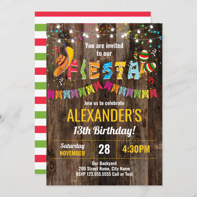 Fiesta Birthday Party Invitation | Zazzle