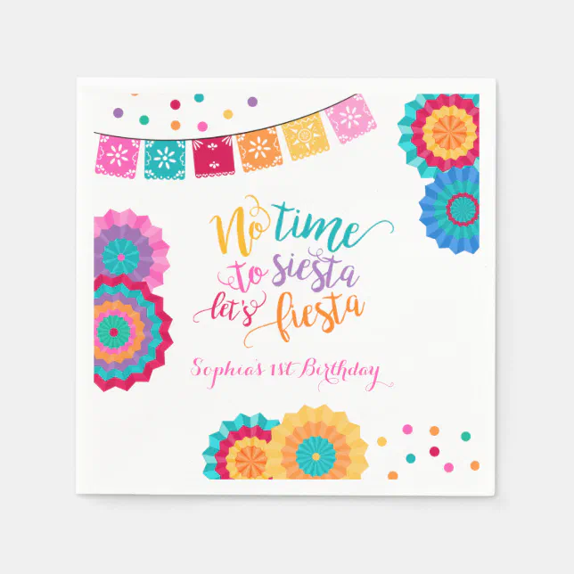 Fiesta Birthday Party Napkin No Time To Siesta | Zazzle