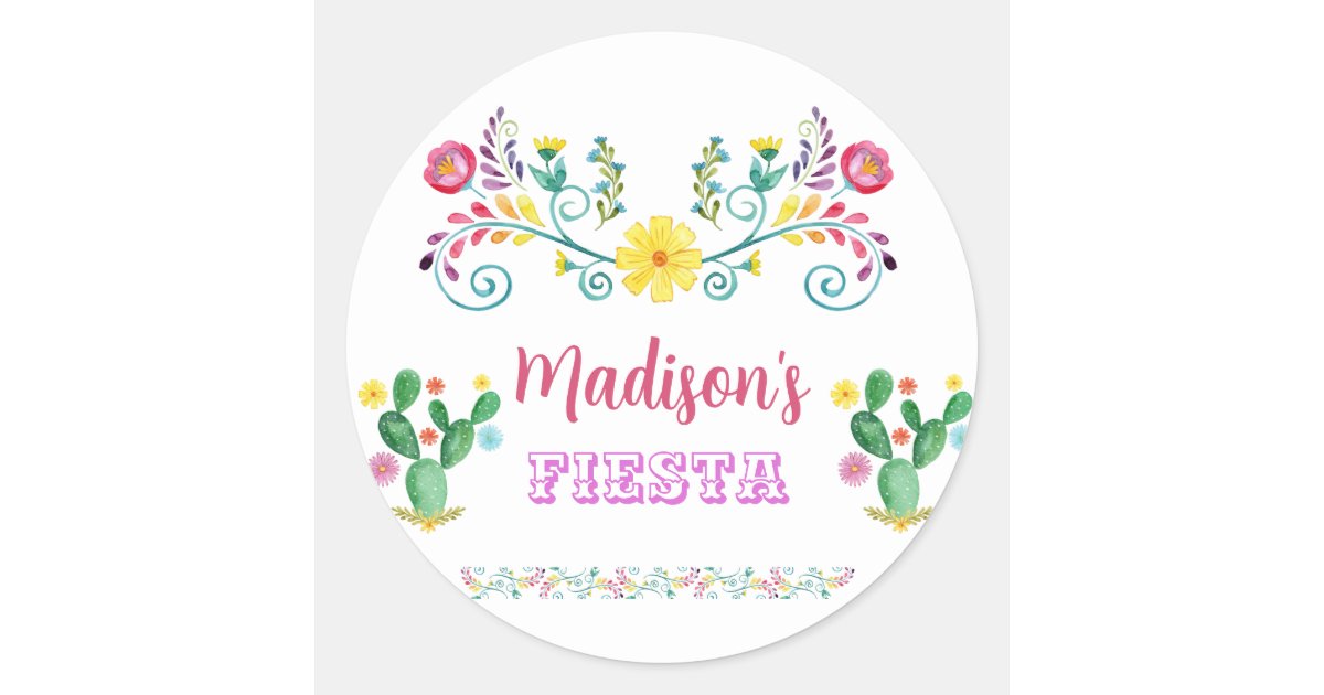 Fiesta Birthday Stickers, Fiesta Party Stickers | Zazzle