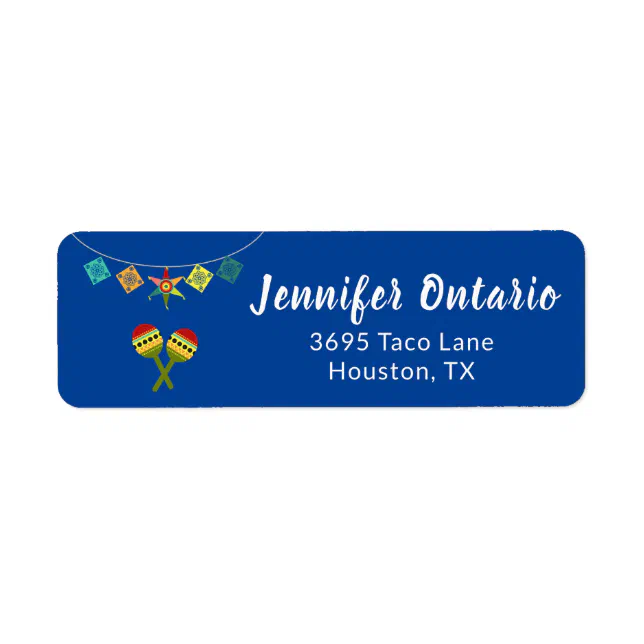 Fiesta Blue Maracas Boy's Birthday Party Label | Zazzle