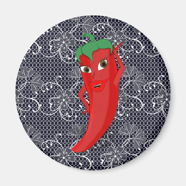 Fiesta Bridal Shower With Red Hot Pepper Diva Magnet | Zazzle