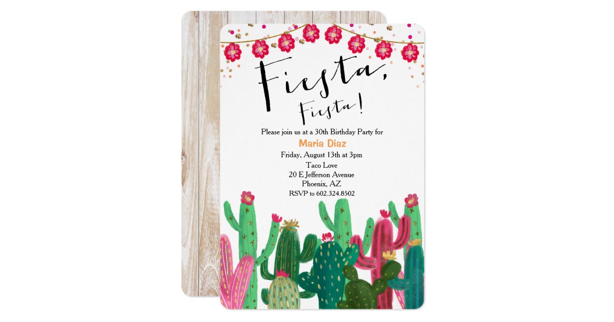 Fiesta Cactus Birthday Party Invitation | Zazzle.com