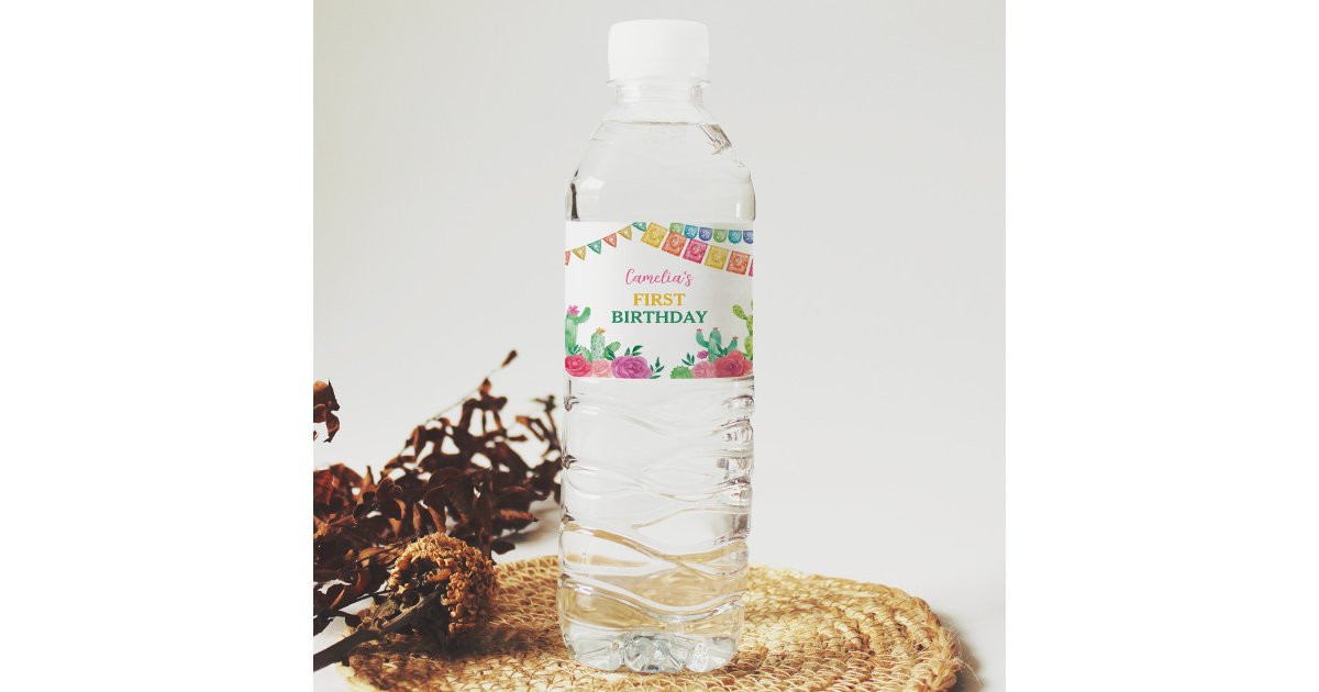 Fiesta Cactus Birthday Party Water Bottle Label | Zazzle