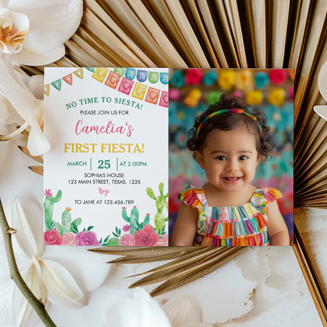 Fiesta Cactus Girl Birthday Invitation | Zazzle