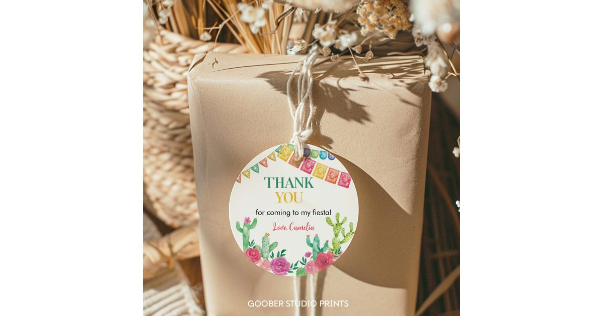Fiesta Cactus Girl Birthday Party Labels | Zazzle