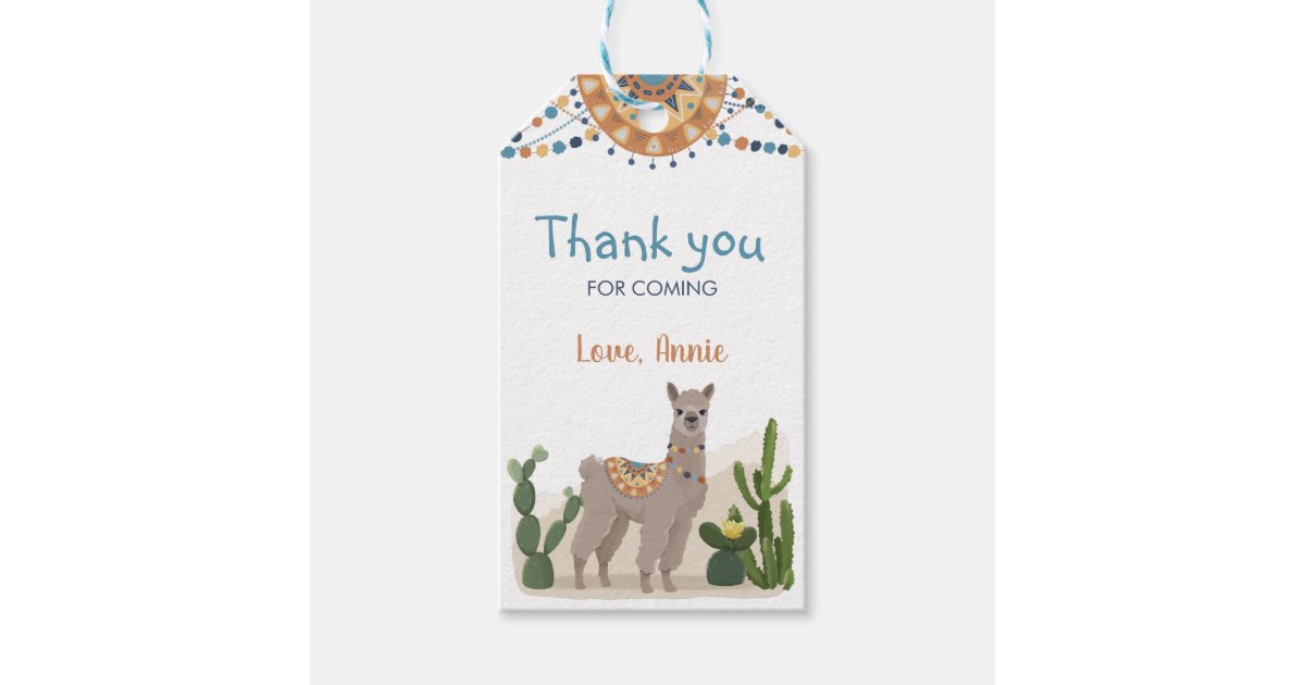 Fiesta Cactus Llama Baby Shower Gift Tags | Zazzle