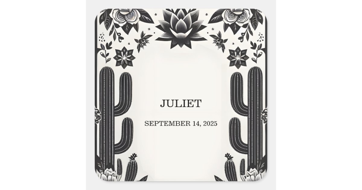 Fiesta Cactus Love In Bloom Mexicans Bridal Shower Square Sticker | Zazzle