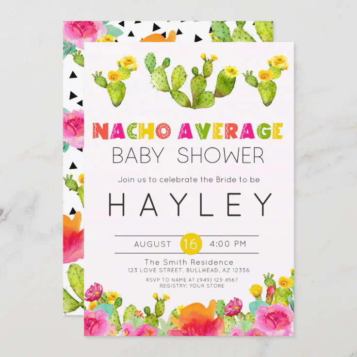 Fiesta Cactus Nacho Average Baby Shower Invitation | Zazzle