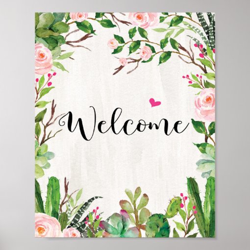 Fiesta Cactus Succulent Welcome Sign Poster | Zazzle