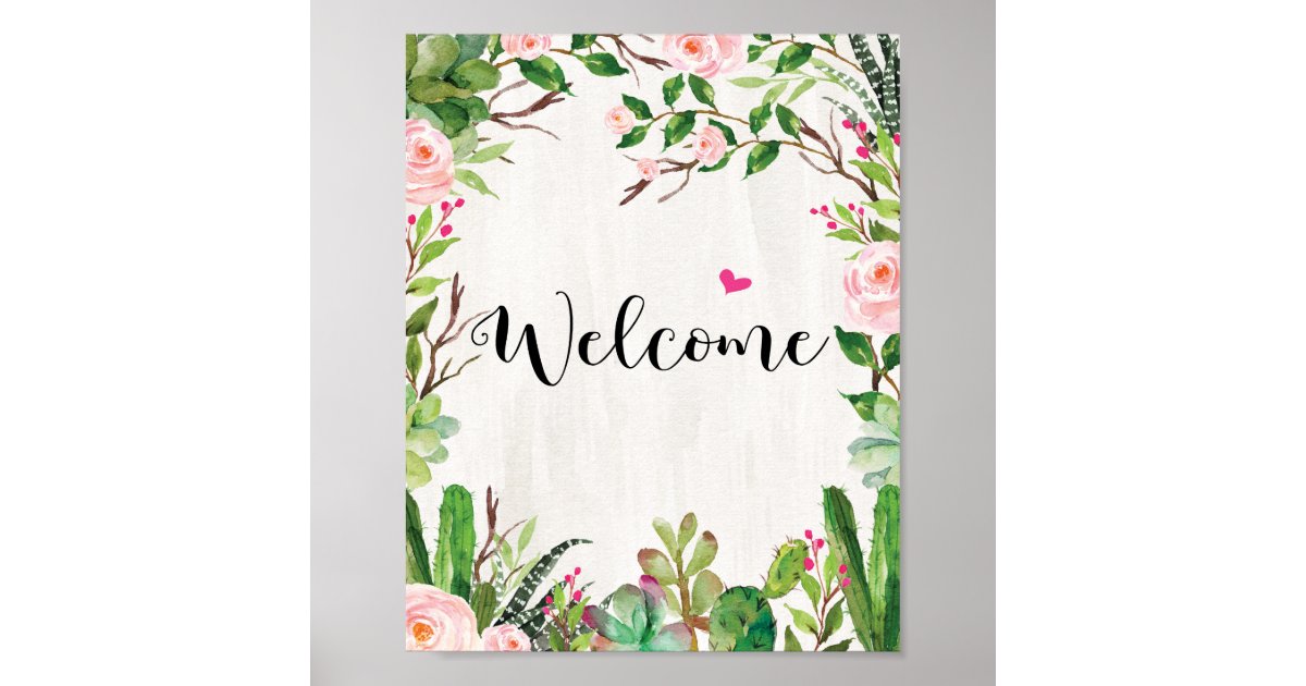 Fiesta Cactus Succulent Welcome Sign Poster | Zazzle