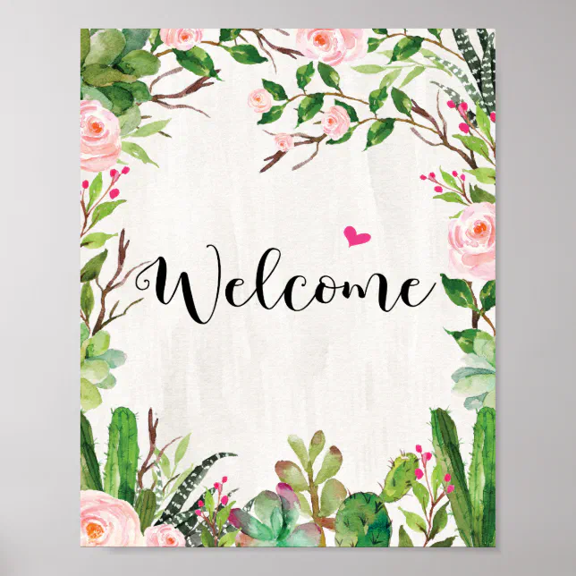 Fiesta Cactus Succulent Welcome Sign Poster | Zazzle