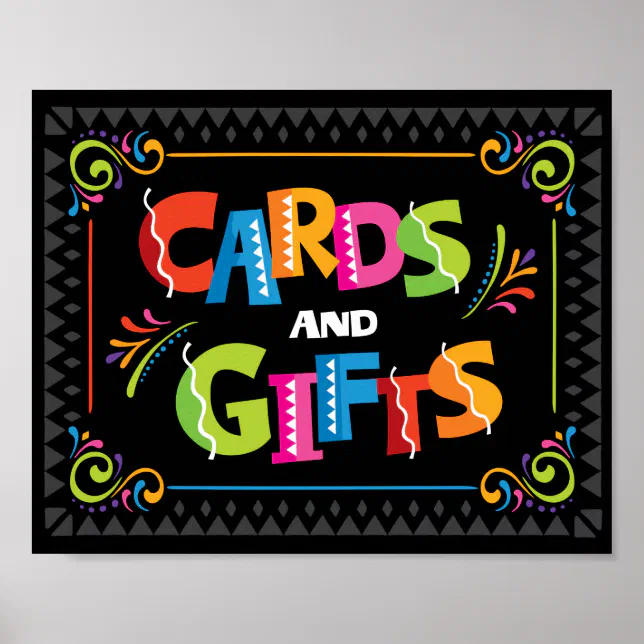 Fiesta CARDS AND GIFTS Party Sign Print | Zazzle