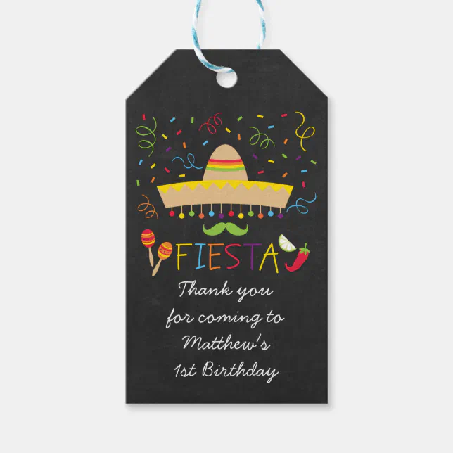 Fiesta Chalkboard Party Favor Tags | Zazzle