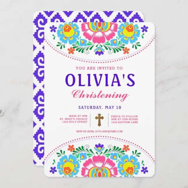 Fiesta Christening Invitation | Zazzle