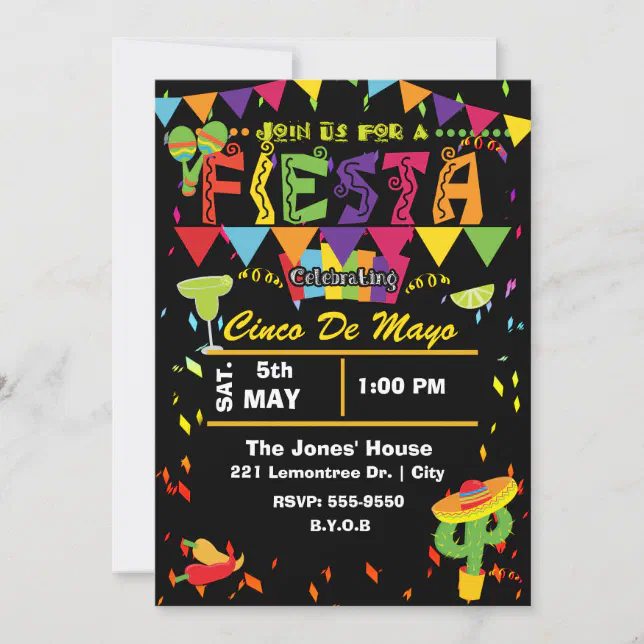 Fiesta Cinco De Mayo Mexican Party Invitation | Zazzle